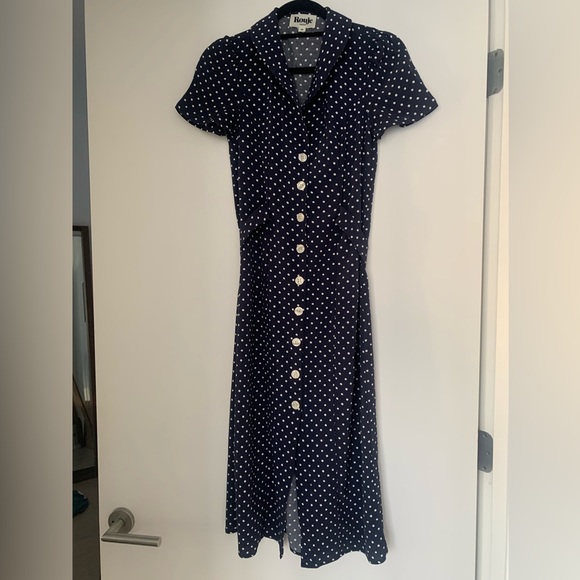 Rouje | Dresses | Rouje Marin Blue Dress With Polka Dress | Poshmark